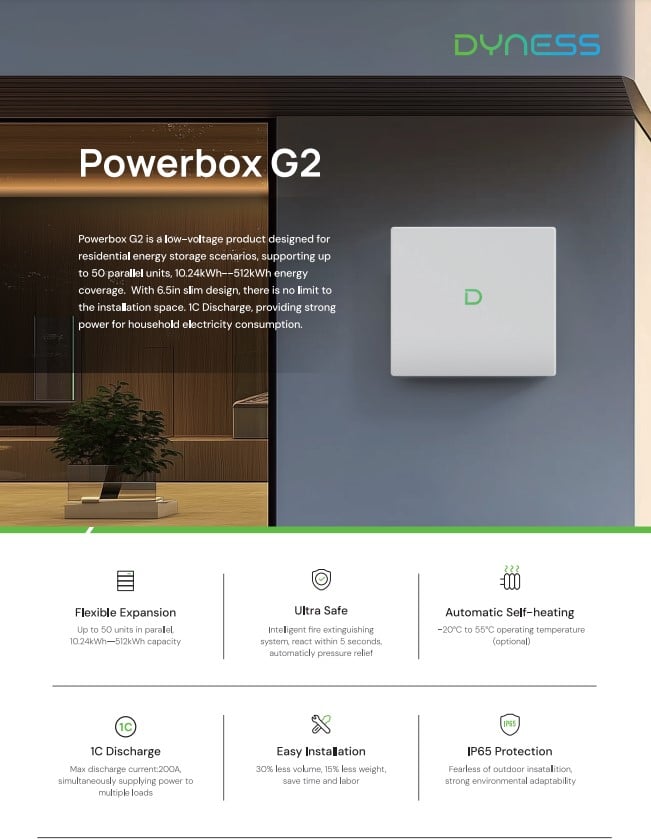 Dyness Powerbox G2 10.24kWh LV LFP Battery - 51V Lithium